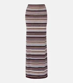 AYA MUSE Knitted Striped Maxi Skirt - Brown