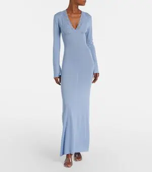 AYA MUSE Lace-trimmed Maxi Dress - Blue