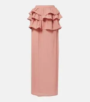 ADRIANA DEGREAS Ruffled Maxi Skirt - Pink