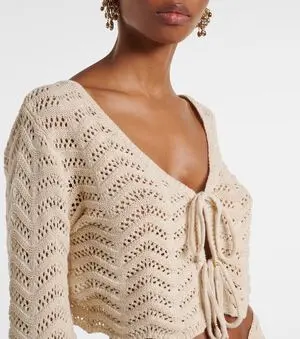 BANANHOT Miana Open-knit Crop Top - Beige