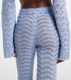 BANANHOT Kim Cotton-blend Flared Pants - Blue