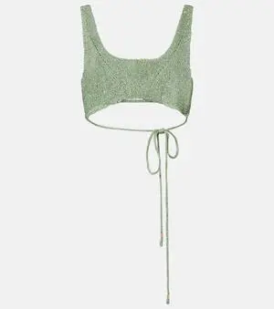 BANANHOT BANANHOT Alma Sequined Knitted Crop Top Green