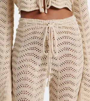 BANANHOT Kim Cotton-blend Flared Pants - Beige