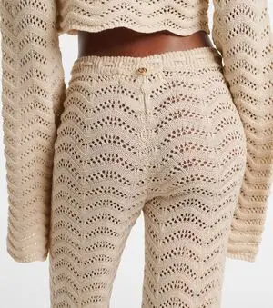 BANANHOT Kim Cotton-blend Flared Pants - Beige
