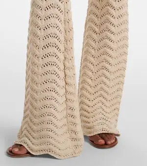 BANANHOT Kim Cotton-blend Flared Pants - Beige