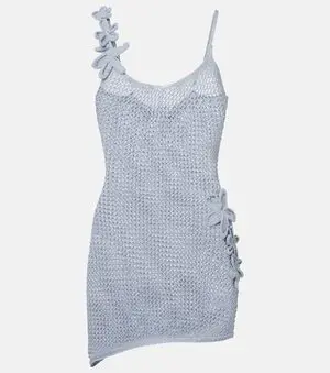 BANANHOT Maris Open-knit Lamé Minidress - Blue