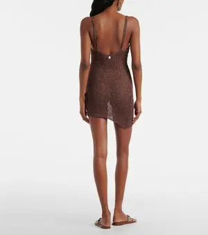 BANANHOT Maris Open-knit Lamé Minidress