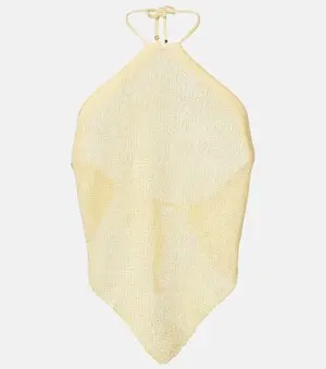 BANANHOT Liz Sequined Halterneck Top - Yellow