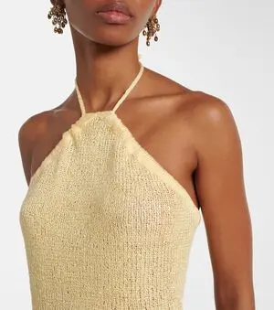 BANANHOT Liz Sequined Halterneck Top - Yellow
