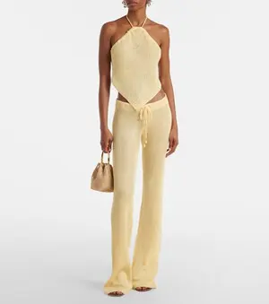BANANHOT Liz Sequined Halterneck Top - Yellow