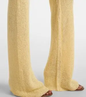 BANANHOT Liz Sequined Flared Pants - Yellow