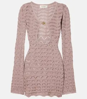 BANANHOT Knitted Cotton-Blend Minidress Pink