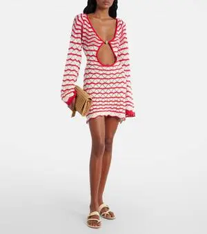 BANANHOT Knitted Cotton-blend Minidress - Red
