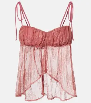 BANANHOT Kendall Lace Crop Top - Pink