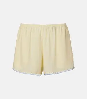 SIR. Lace-trimmed Silk Shorts - Yellow