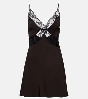 SIR. Lace-trimmed Silk Minidress - Brown
