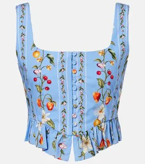 Agua Bendita Eslabón Printed Bustier Top - Blue