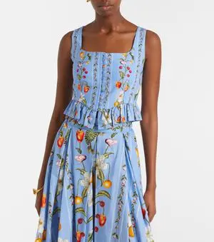 Agua Bendita Eslabón Printed Bustier Top - Blue
