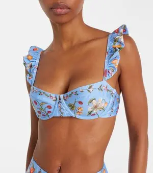 Agua Bendita Kiwi Printed Bikini Top - Blue