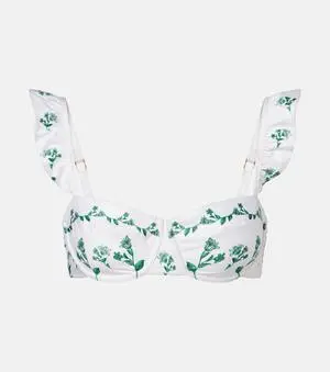Agua Bendita Floral Bikini Top - White