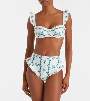 Agua Bendita Floral Bikini Top - White