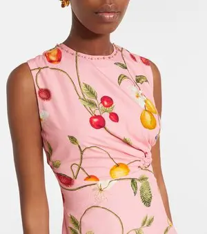Agua Bendita Otoño Printed Cotton Midi Dress