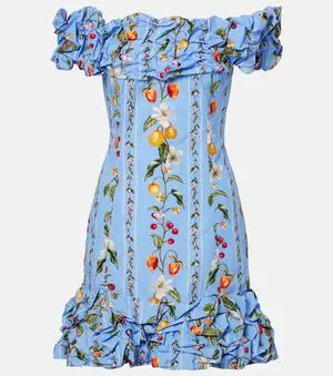 Agua Bendita Jardin Printed Off-shoulder Cotton Minidress - Multicoloured