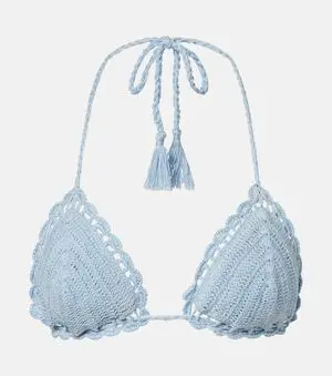 Anna Kosturova Crochet Cotton Bikini Top - Blue