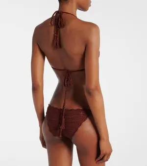 Anna Kosturova Crochet Cotton Bikini Top - Brown
