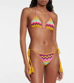 Anna Kosturova Crochet Cotton Bikini Top - Multicoloured