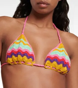 Anna Kosturova Crochet Cotton Bikini Top - Multicoloured