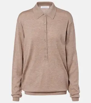 THE FRANKIE SHOP Tala Wool-blend Polo Sweater - Beige