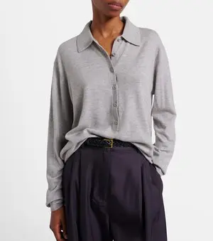 THE FRANKIE SHOP Tala Wool-blend Polo Sweater - Grey
