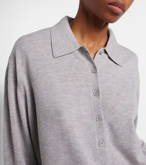 THE FRANKIE SHOP Tala Wool-blend Polo Sweater - Grey