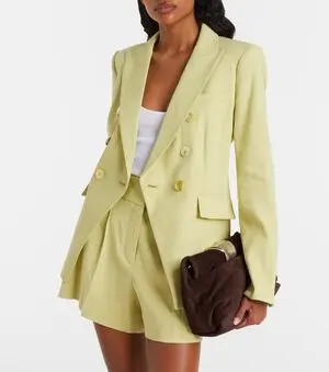 Veronica Beard Miller Double-breasted Linen-blend Twill Blazer - Green
