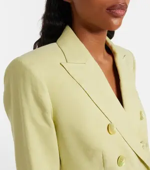 Veronica Beard Miller Double-breasted Linen-blend Twill Blazer - Green