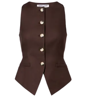 Veronica Beard Hartwell Linen-Blend Twill Vest Brown