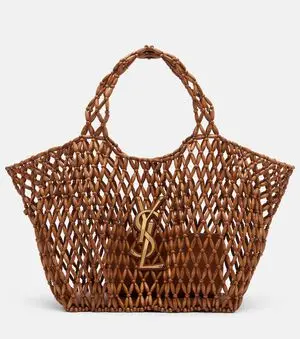 Saint Laurent Icare Cassandre Medium Beaded Shopper - Brown