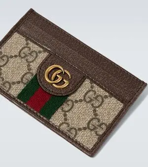 Gucci Ophidia Leather-trimmed Card Case - Brown