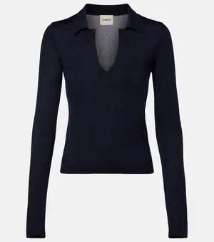 KHAITE Mikel Silk Polo Sweater