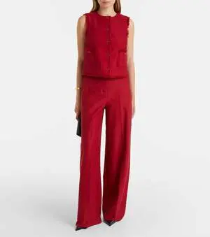 Max Mara Rito Cotton Wide-leg Pants - Red