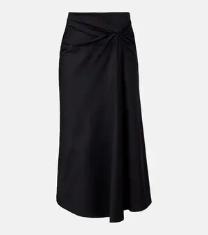 Max Mara Paggi Gathered Cotton-blend Midi Skirt - Black