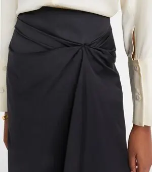 Max Mara Paggi Gathered Cotton-blend Midi Skirt - Black