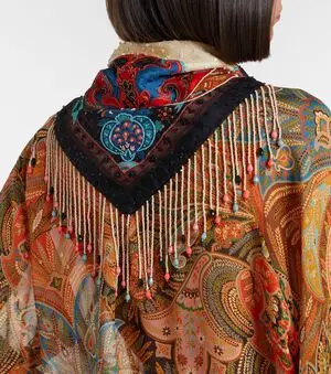 Etro Embellished Printed Silk Scarf - Multicoloured