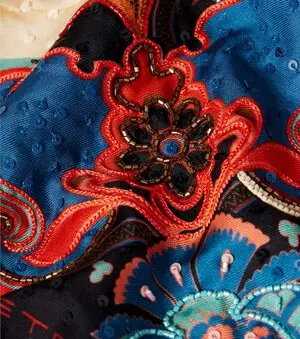 Etro Embellished Printed Silk Scarf - Multicoloured