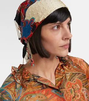 Etro Embellished Printed Silk Scarf - Multicoloured