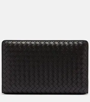 Bottega Veneta Intrecciato Leather Agenda Clutch - Brown