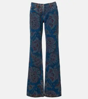 Etro Floral Print Flared Jeans - Blue