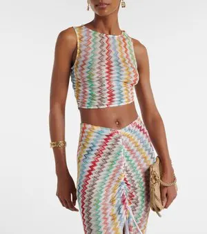 Missoni Zigzag Ruched Lamé Crop Top - Multicoloured