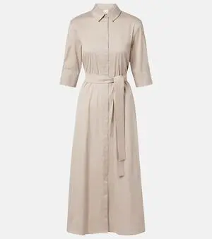 Max Mara Cotton-blend Midi Shirt Dress - Beige